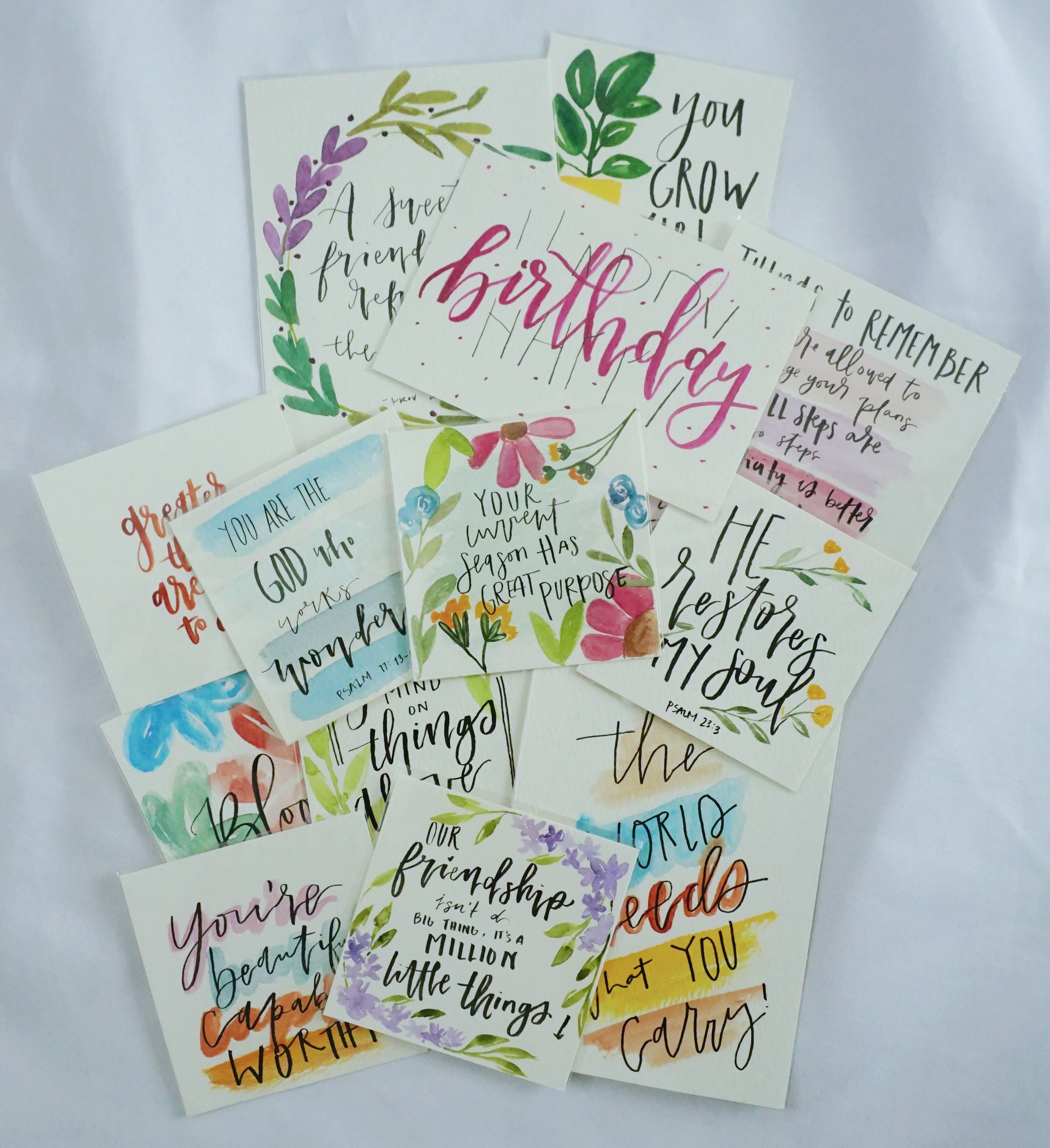 Hand Painted Watercolor and Modern Calligraphy Postcards - Joyous Heart ...